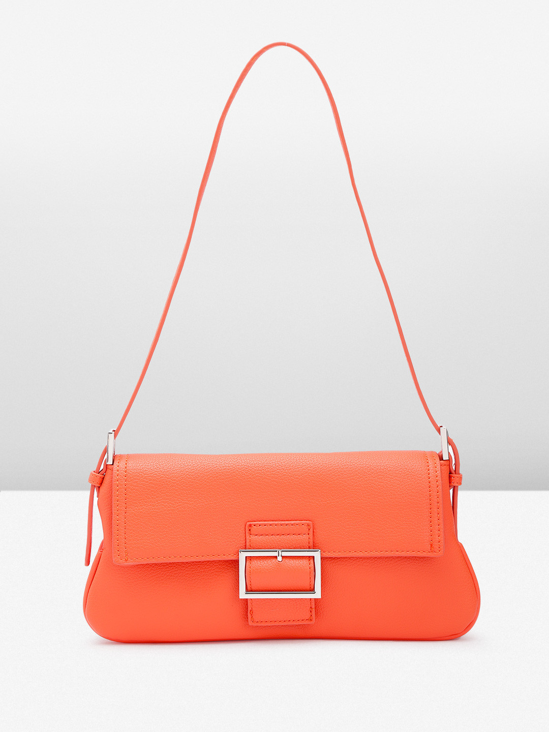 Buy MANGO Structured Baguette Bag With Buckle Detail - Handbags for ...