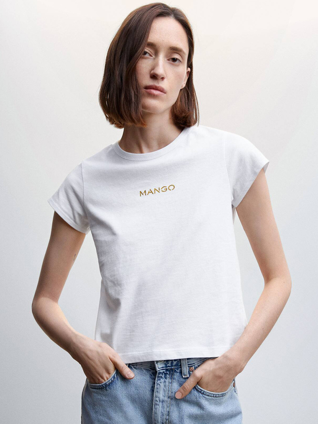 Buy MANGO Brand Logo Printed Pure Cotton Sustainable T Shirt - Tshirts ...