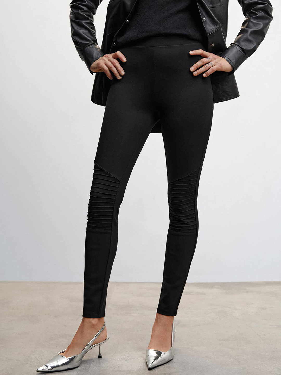 Buy MANGO Women Pleated Design Leggings - Leggings for Women 21538128 ...