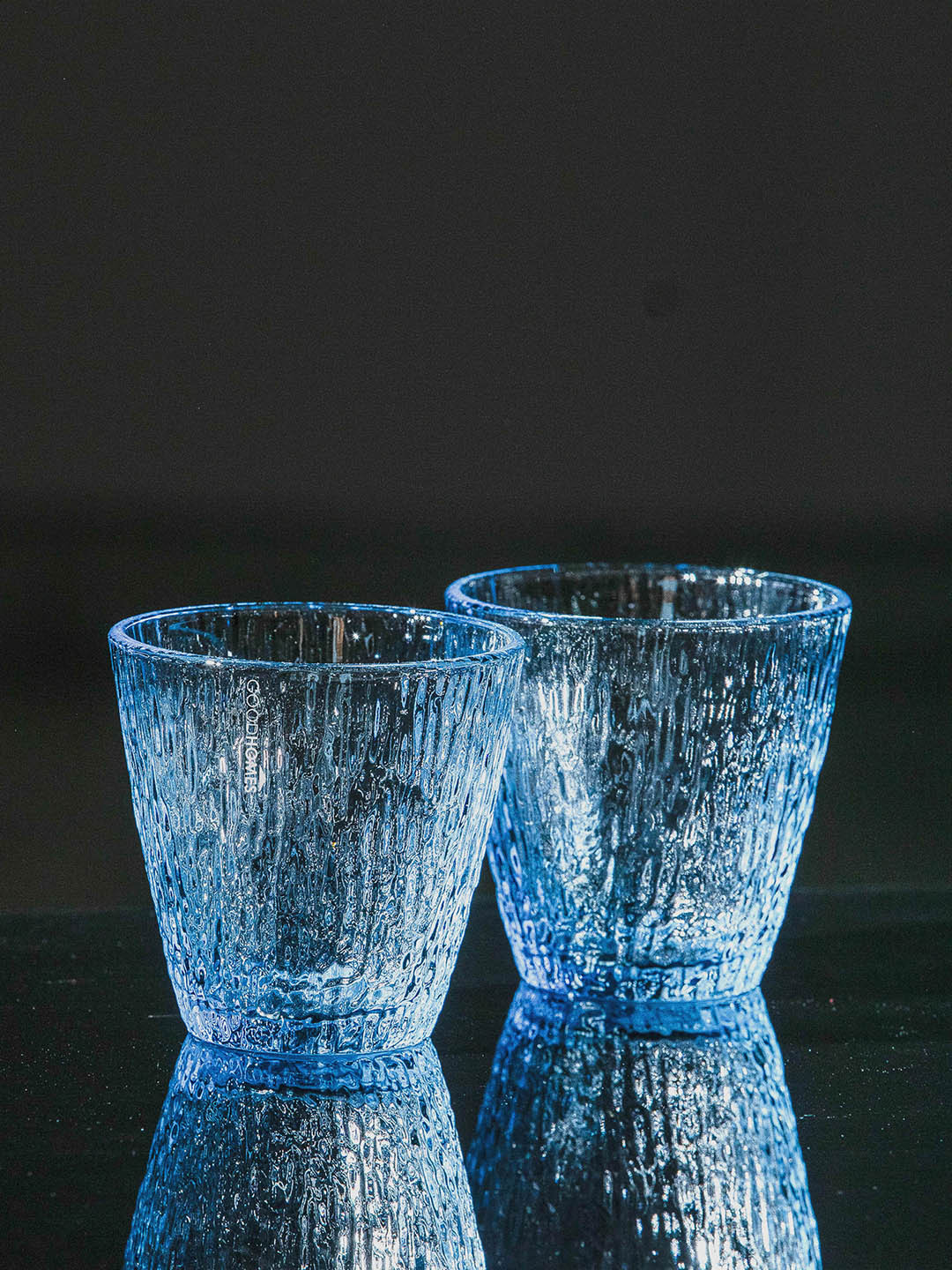 Buy GOODHOMES Set Of 6 Blue Textured Glass Tumbler 240 Ml Each - Water ...