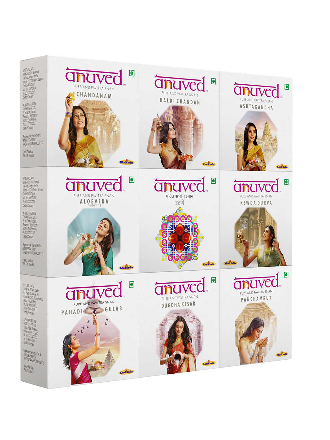 Buy Anuved Pavitra Snan Set Of 9 Family Combo Soaps 125 Gm Each - Soap ...