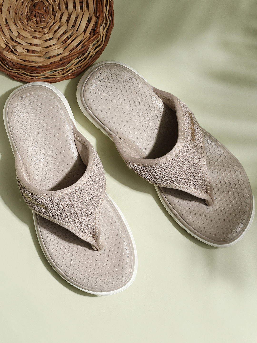 Buy Solethreads Women GRACE Mesh Texture Footbed Flip Flops - Flip ...