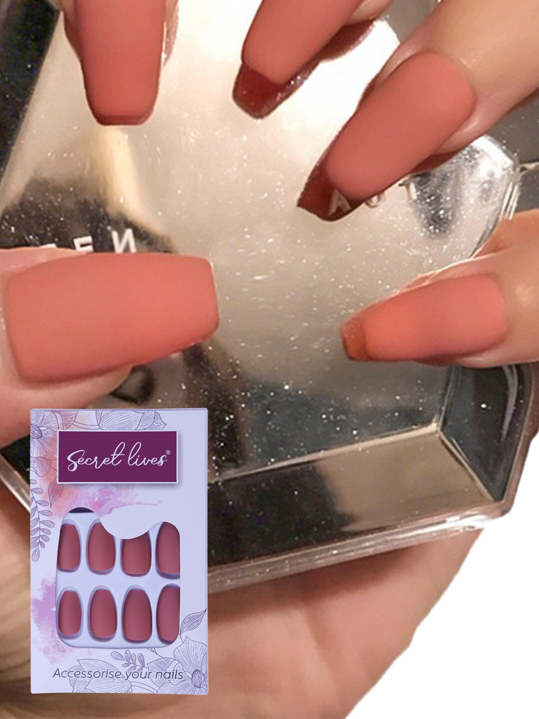 Buy Secret Lives Plain Matte Fake Nails Apricot - Nail Art And Nail ...