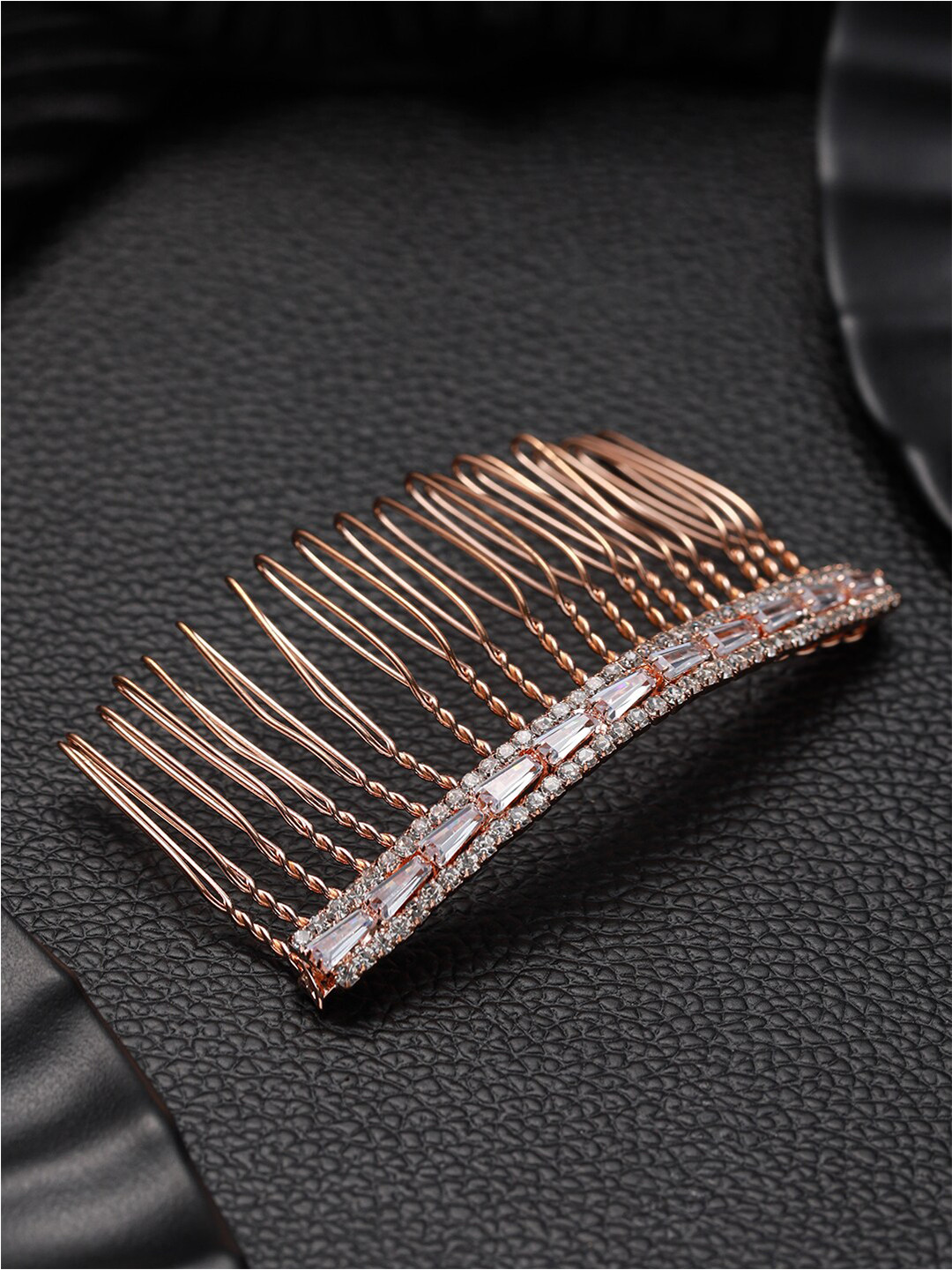 Buy Jazz And Sizzle Women Rose Gold Plated Embellished Comb Pin - Hair ...