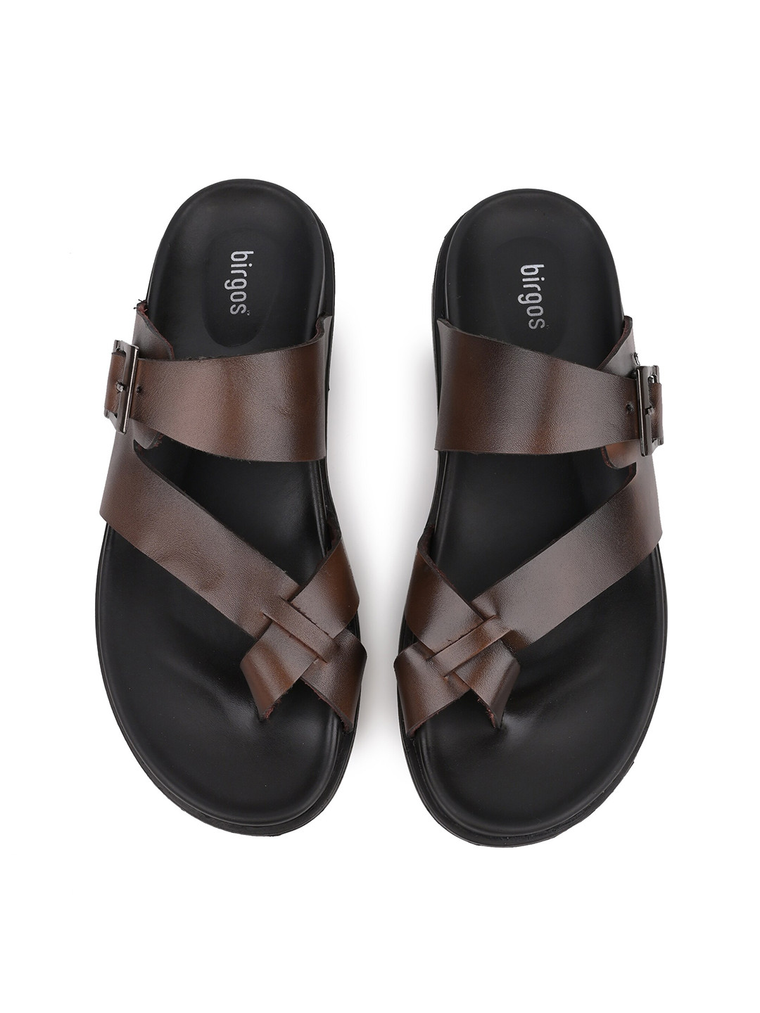 Buy Birgos Men Leather Buckle Comfort Sandals - Sandals for Men ...
