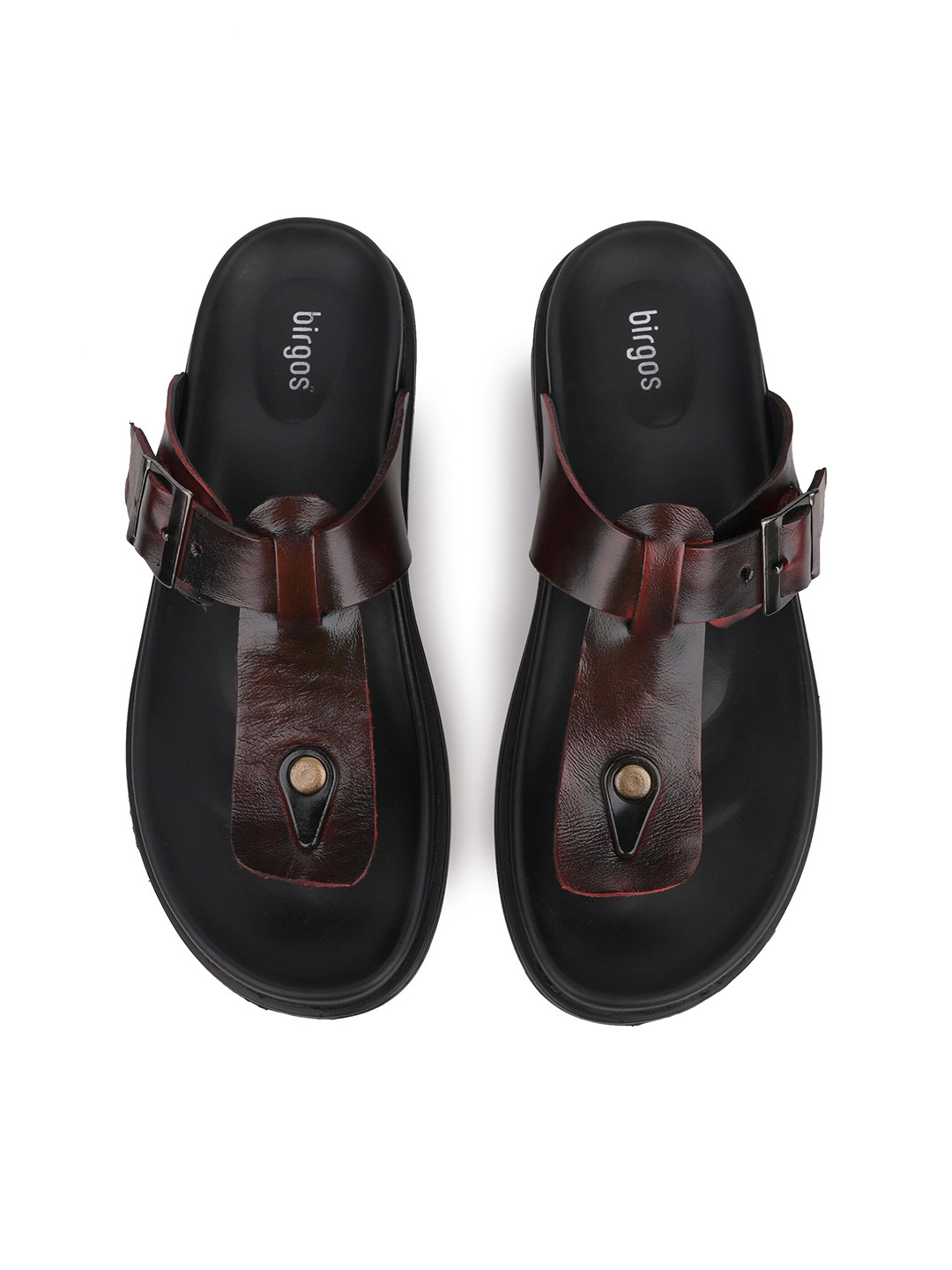 Buy Birgos Men Leather Buckle Comfort Sandals - Sandals for Men ...