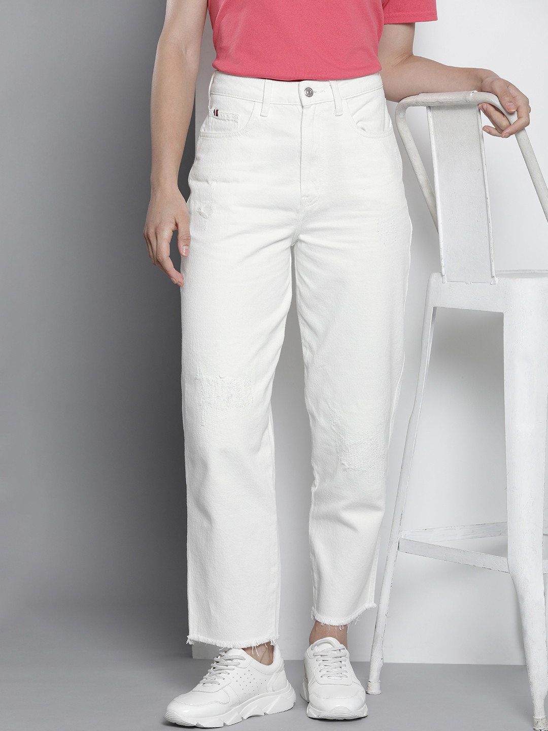 Buy Tommy Hilfiger Women Relaxed Fit High Rise Pure Cotton Mildly ...