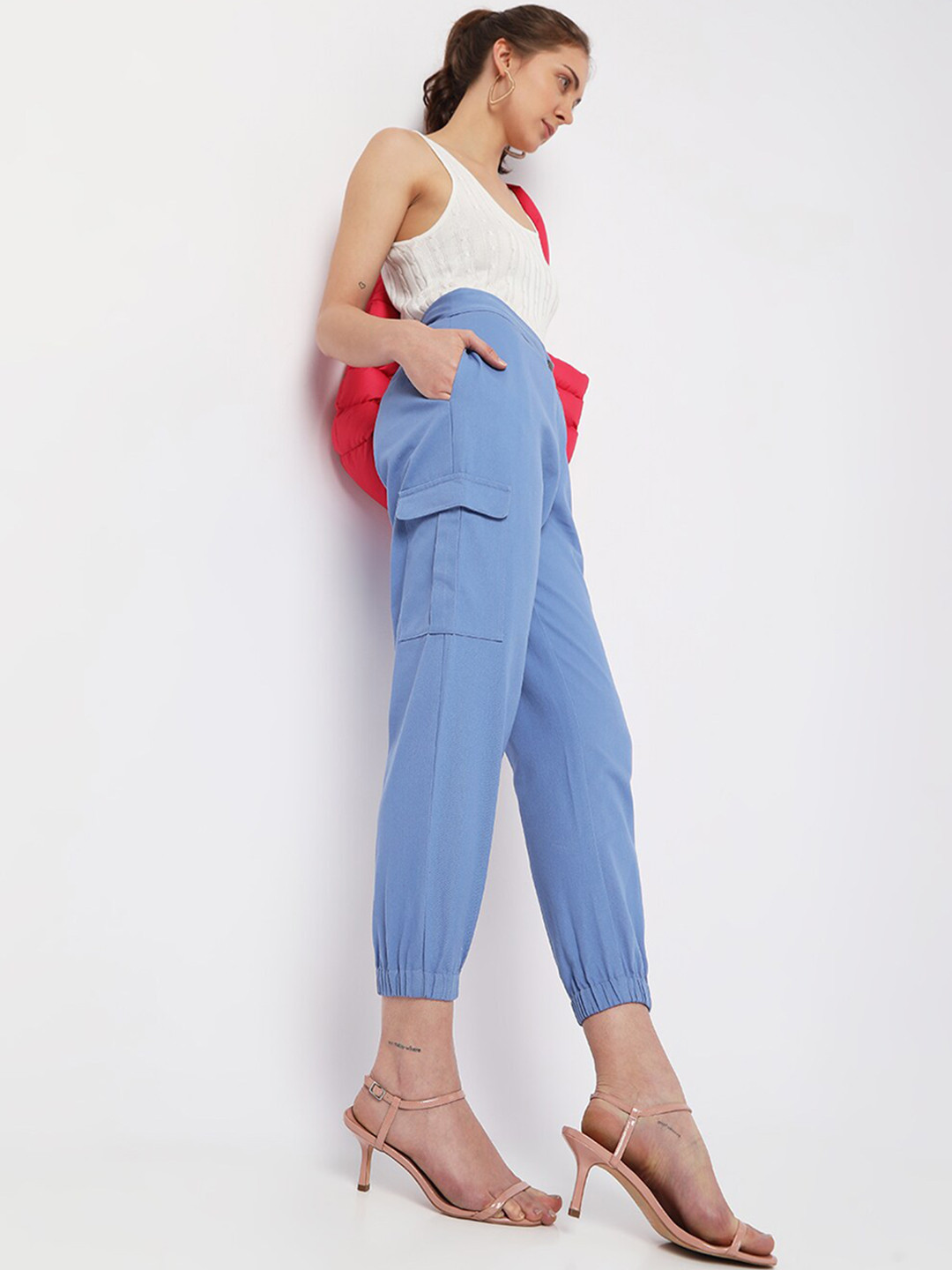 Buy Vero Moda Women Cotton Slim Fit High Rise Joggers - Trousers for ...