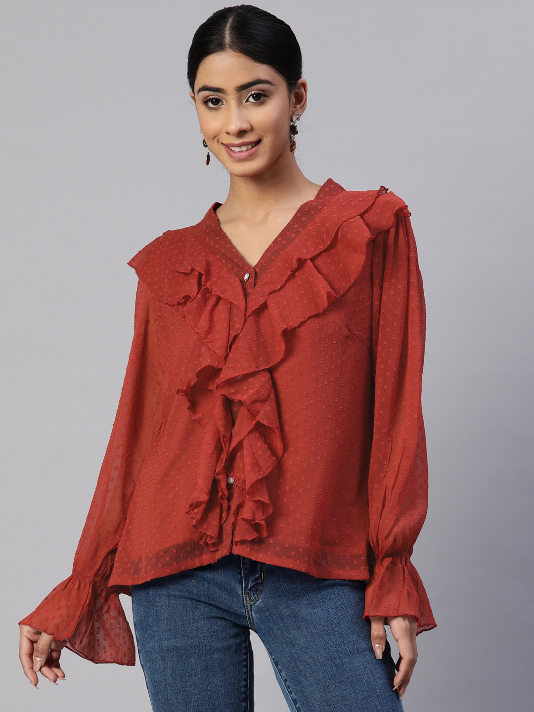 Buy PlusS Ruffles Georgette Top - Tops for Women 21561588 | Myntra