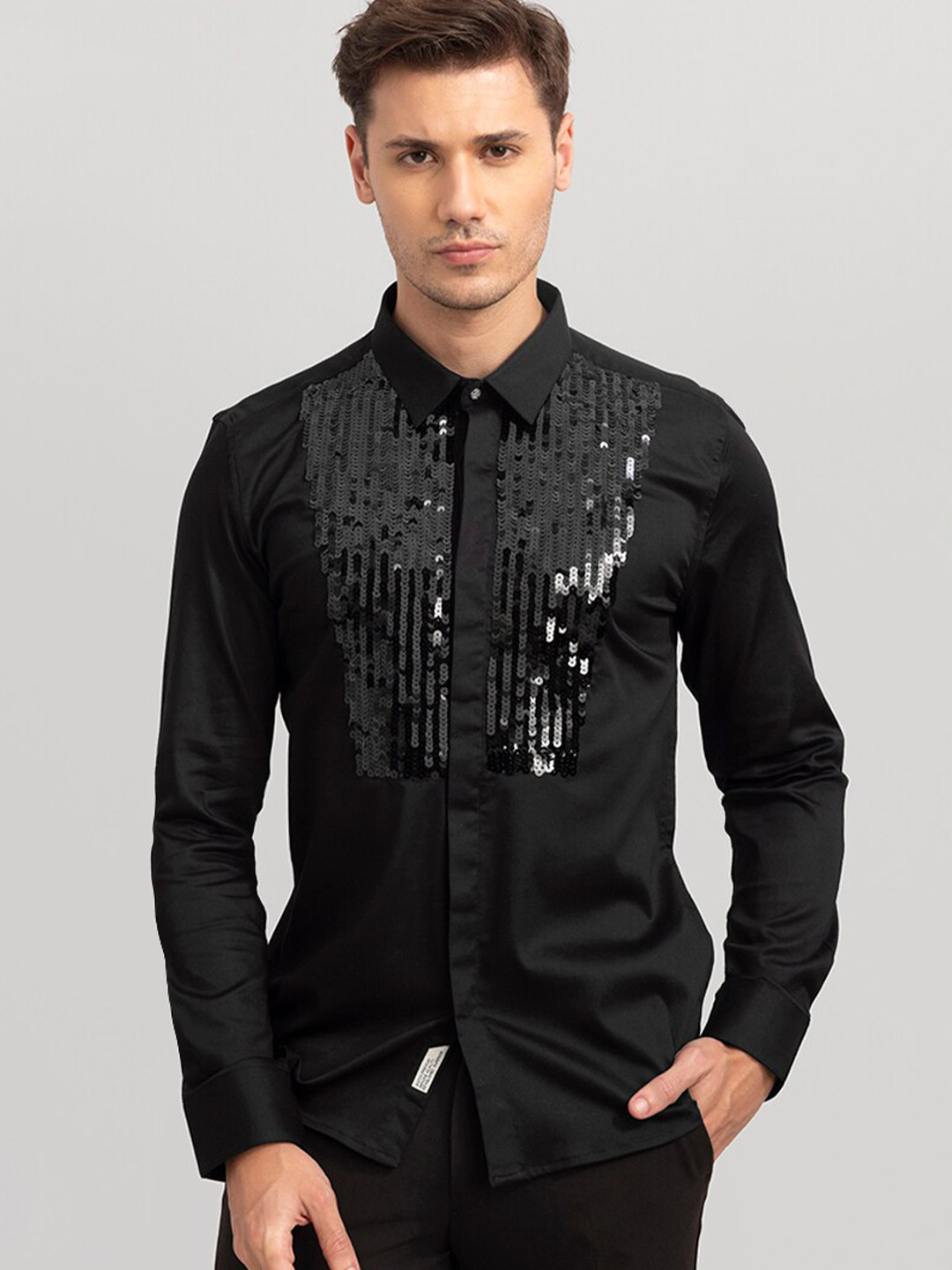 Buy Snitch Men Embellished Slim Fit Cotton Party Shirt - Shirts for Men ...