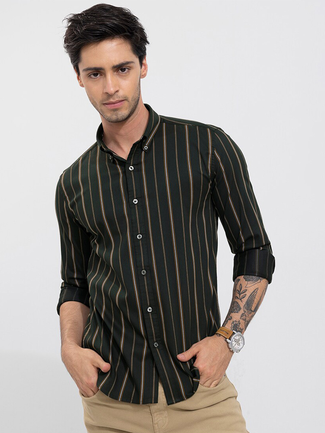 Buy Snitch Men Striped Slim Fit Casual Shirt - Shirts for Men 21562308 ...