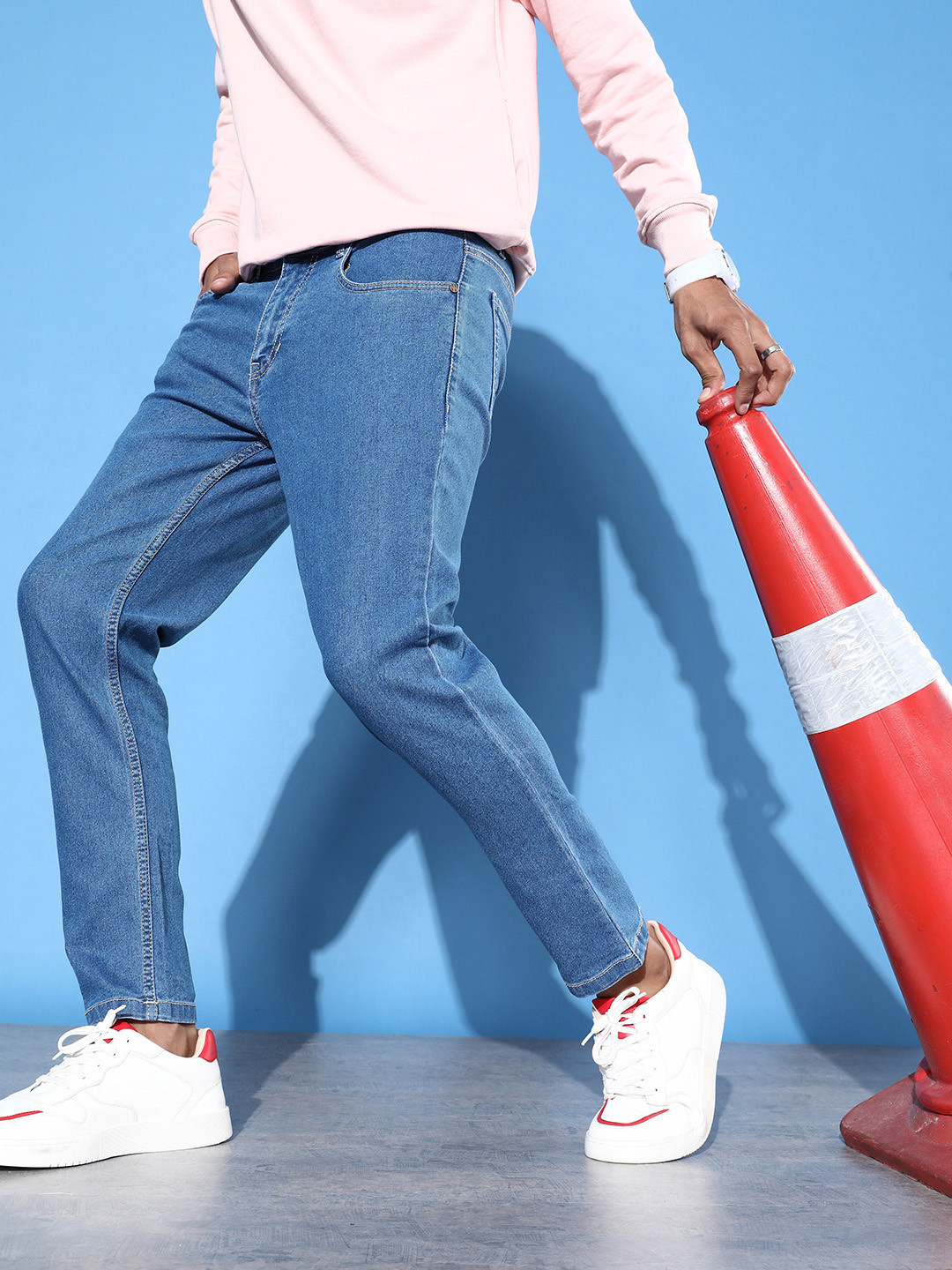 Buy Kook N Keech Men Cool Blue Tapered Fit Texts & Monograms Cropped ...