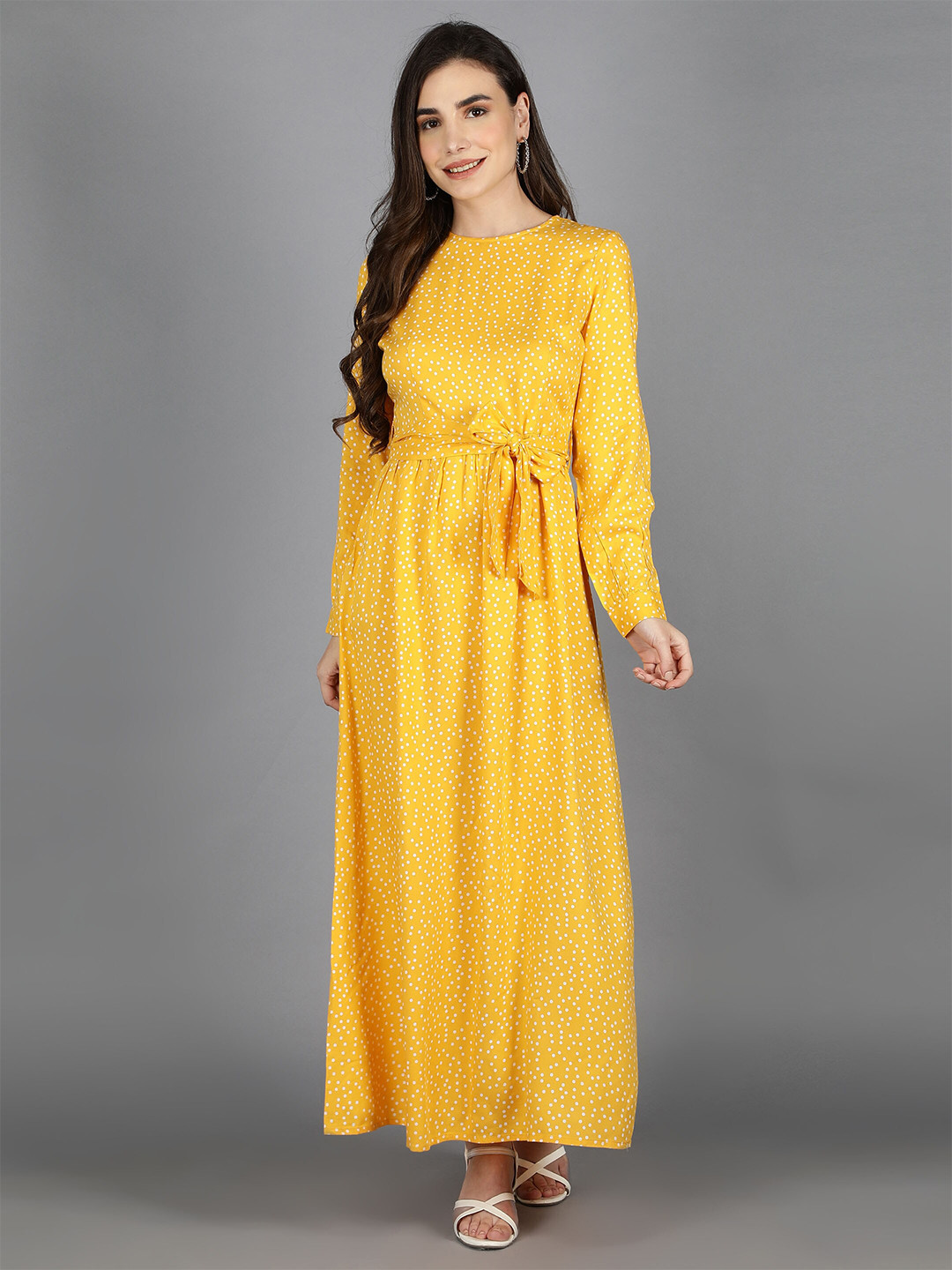 Buy NUEVOSDAMAS Printed Round Neck Maxi Dress - Dresses for Women ...