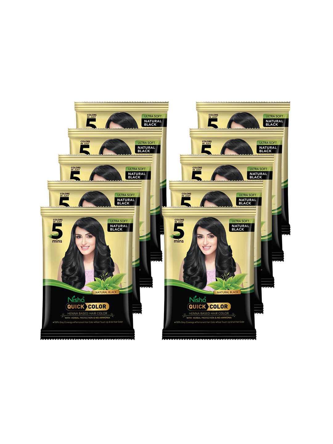 Buy Nisha Set Of 10 Quick Color Henna Based Hair Color 10gm Each ...