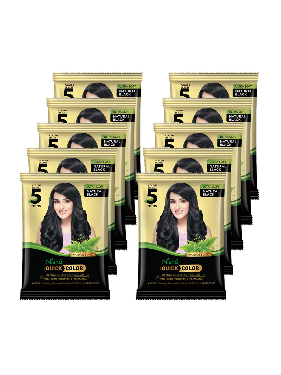 Buy Nisha Set Of 10 Quick Color Henna Based Hair Color 10gm Each ...