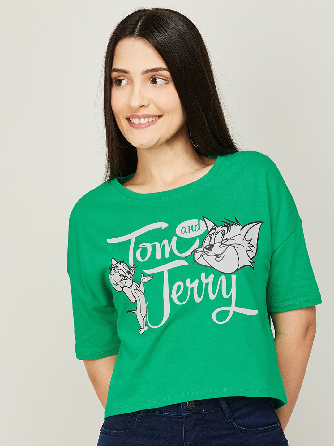 Buy Ginger By Lifestyle Women Tom And Jerry Printed Drop Shoulder ...
