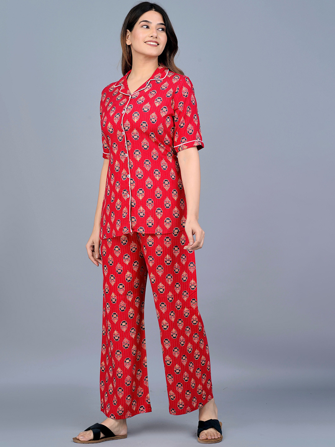 Buy KALINI Women 2 Pieces Printed Night Suit - Night Suits for Women 21572012 | Myntra