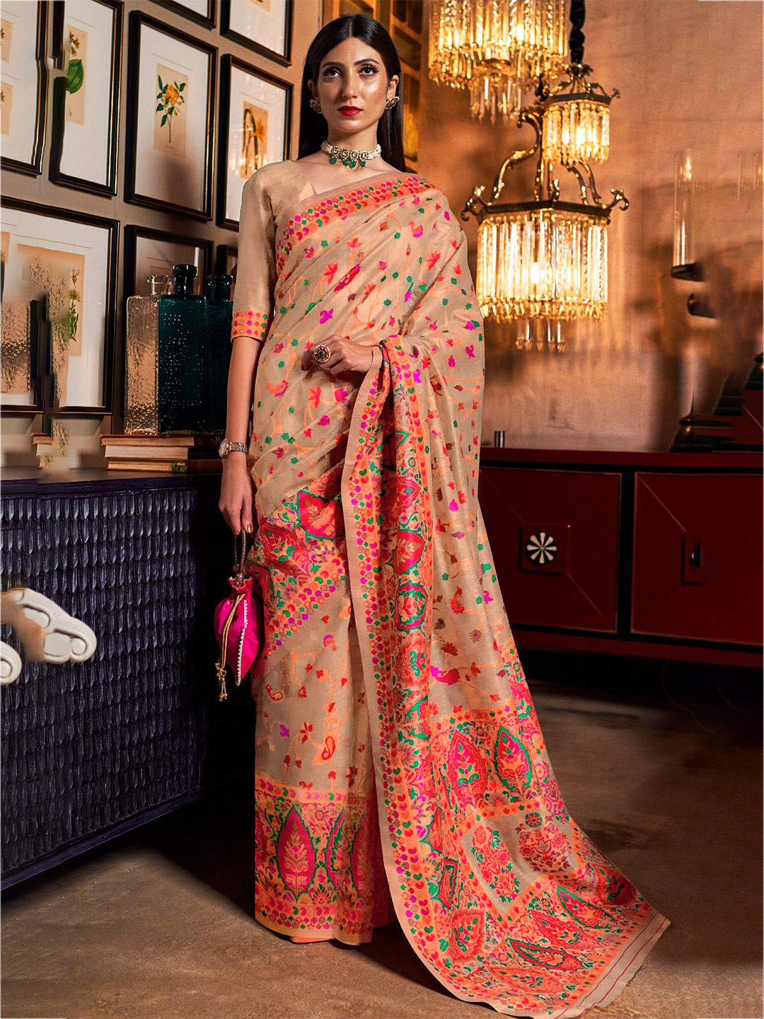 Buy MOKSHA DESIGNS Woven Design Pure Silk Saree - Sarees for Women ...