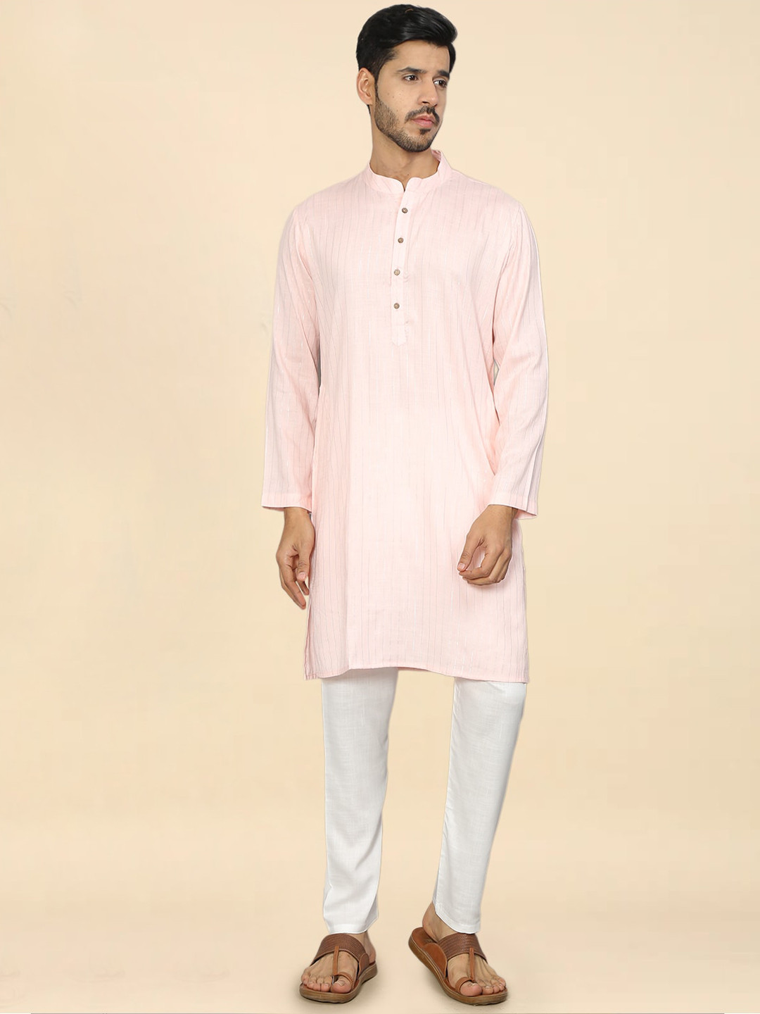 Buy FLAVIDO Men Striped Pure Cotton Kurta With Pyjamas - Kurta Sets for ...