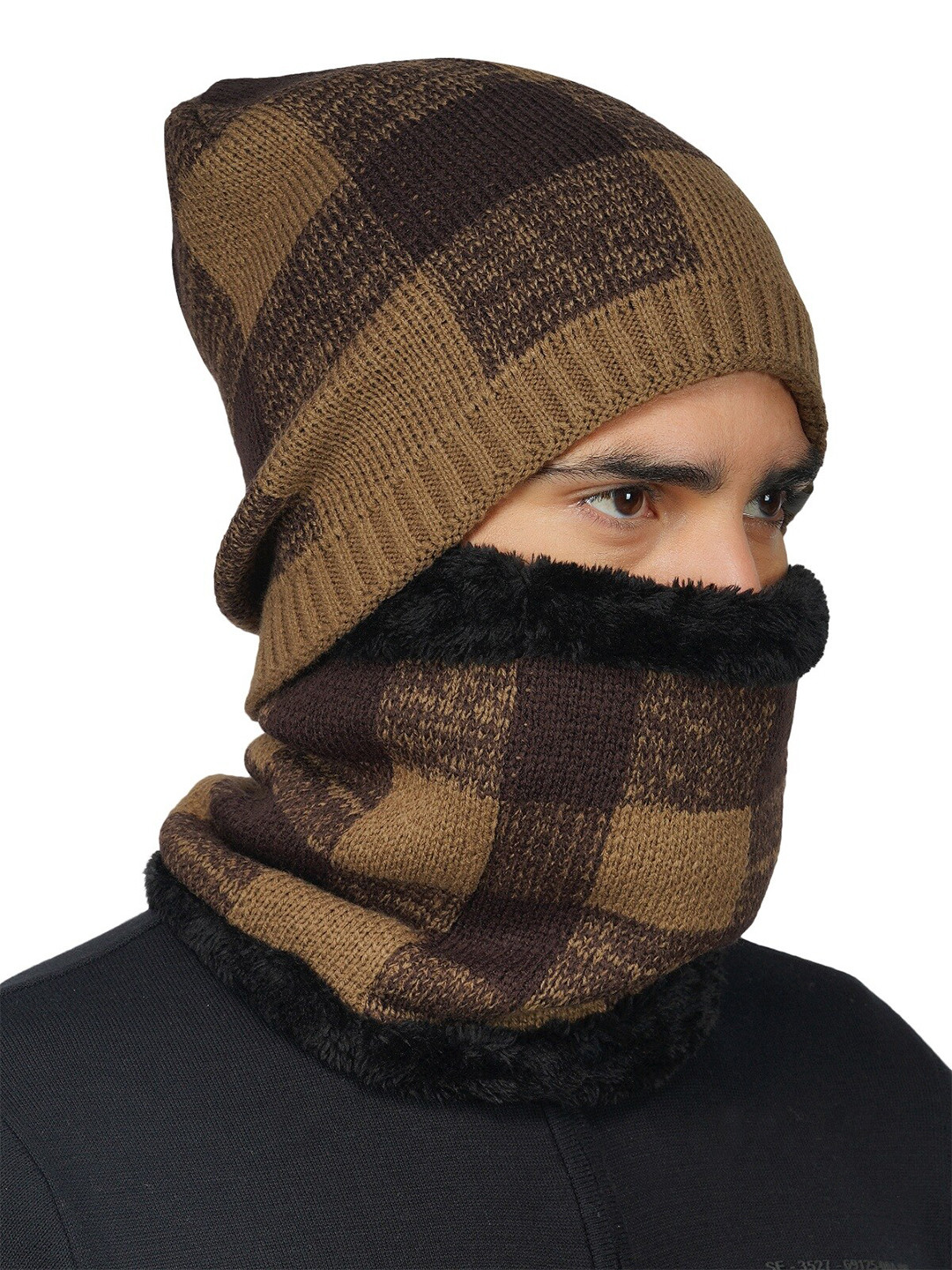 Buy ISWEVEN Men's Set Of 2 Woolen Winter Balaclava Caps With Neck ...