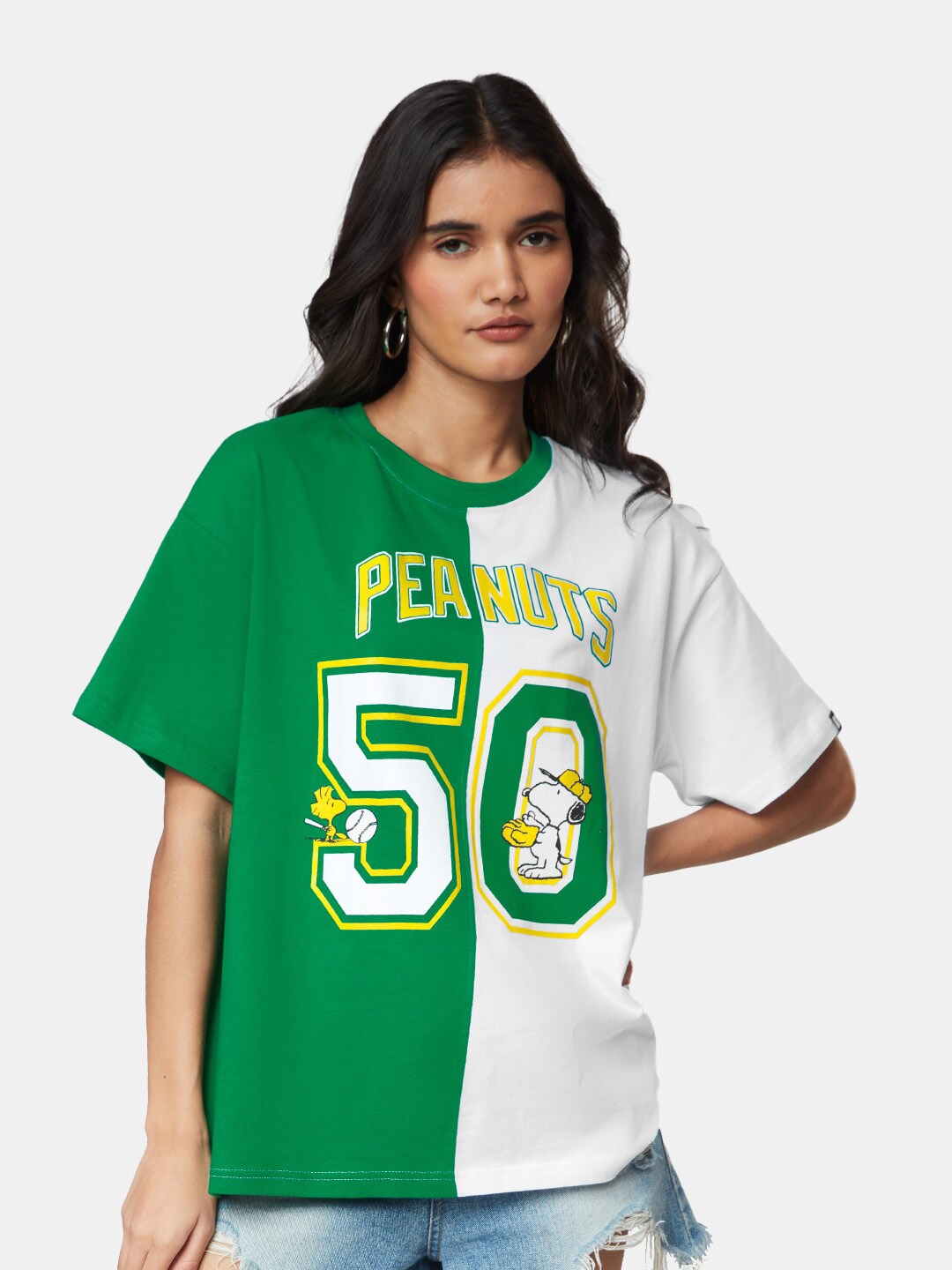 Buy The Souled Store Women Varsity Printed Oversize Fit Pure Cotton