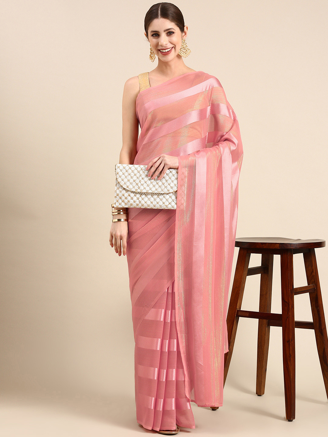 Buy Anouk Striped Poly Georgette Saree - Sarees for Women 21581470 | Myntra