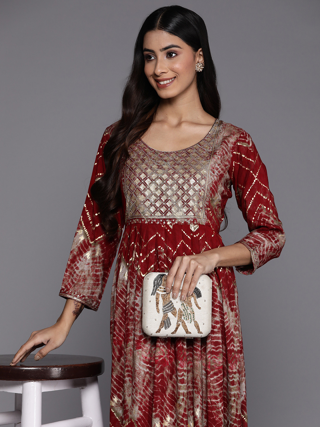 Buy Libas Tie & Dye Sequined Fit & Flare Maxi Dress - Dresses for Women ...