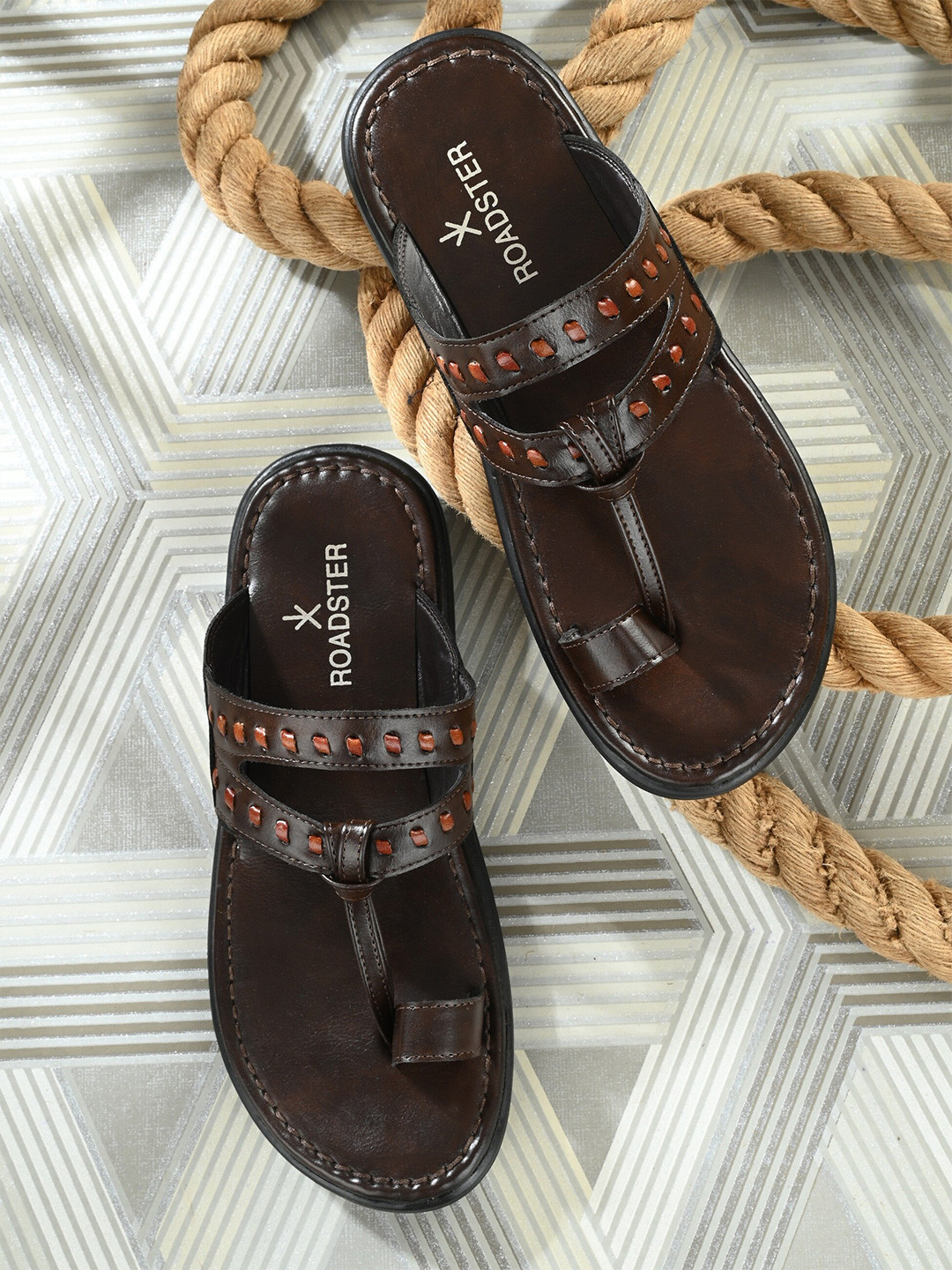 Buy Roadster Men Textured One Toe Comfort Sandals - Sandals for Men ...