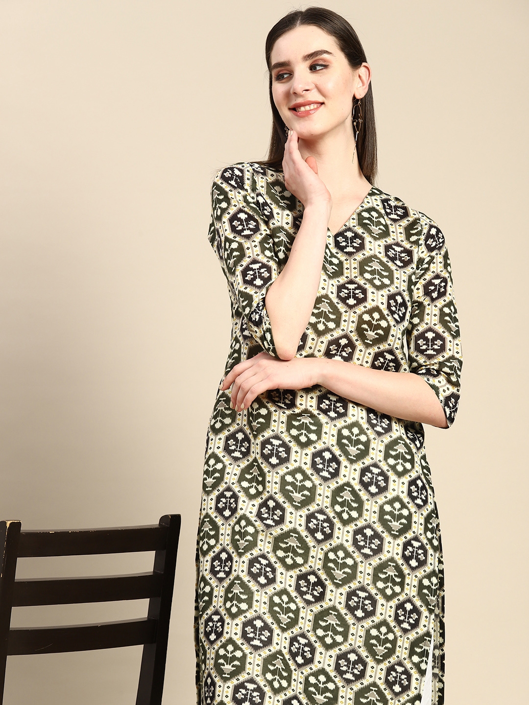 Buy Anouk Ethnic Motifs Printed Straight Kurta Kurtas For Women