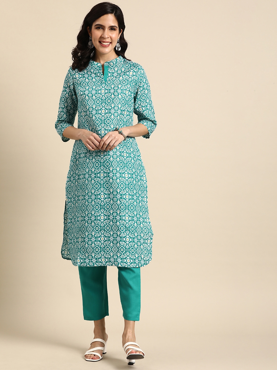 Buy Anouk Women Ethnic Motifs Printed Regular Kurta With Trousers