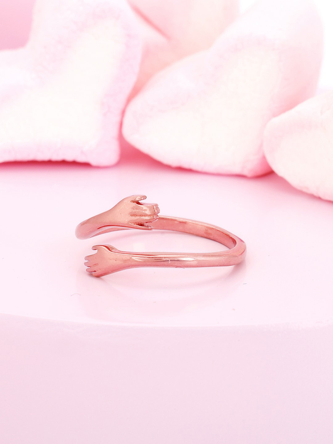 Buy GIVA 925 Sterling Silver Rose Gold Plated Hug Me More Finger Ring ...