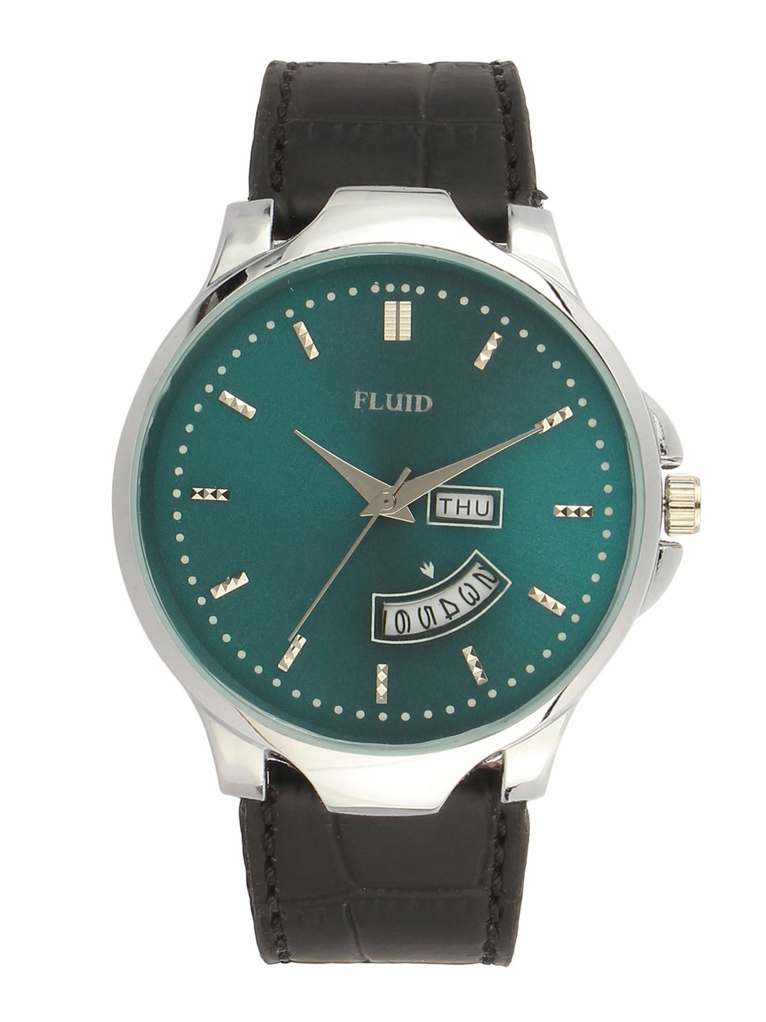 Buy FLUID Men Leather Textured Straps Analogue Watch FL23 776G GR01 ...