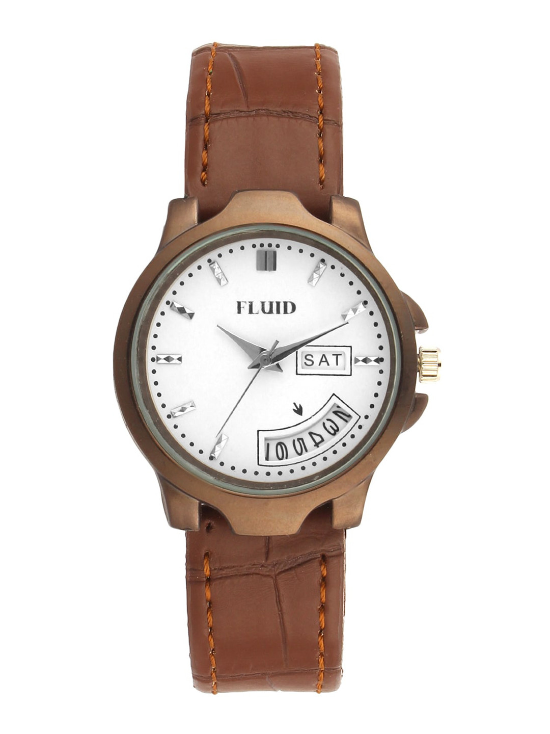 Buy FLUID Women Embellished Dial & Leather Straps Analogue Watch FL23 ...