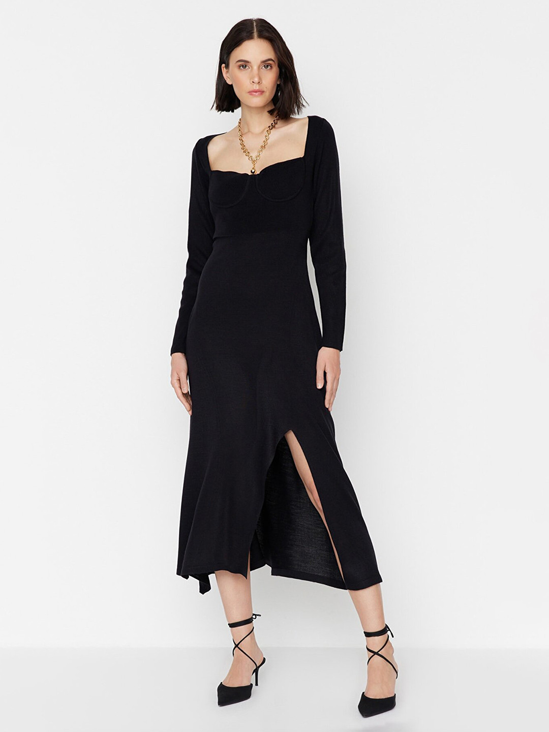 Buy Trendyol Sweetheart Neck Midi Acrylic Dress - Dresses for Women ...