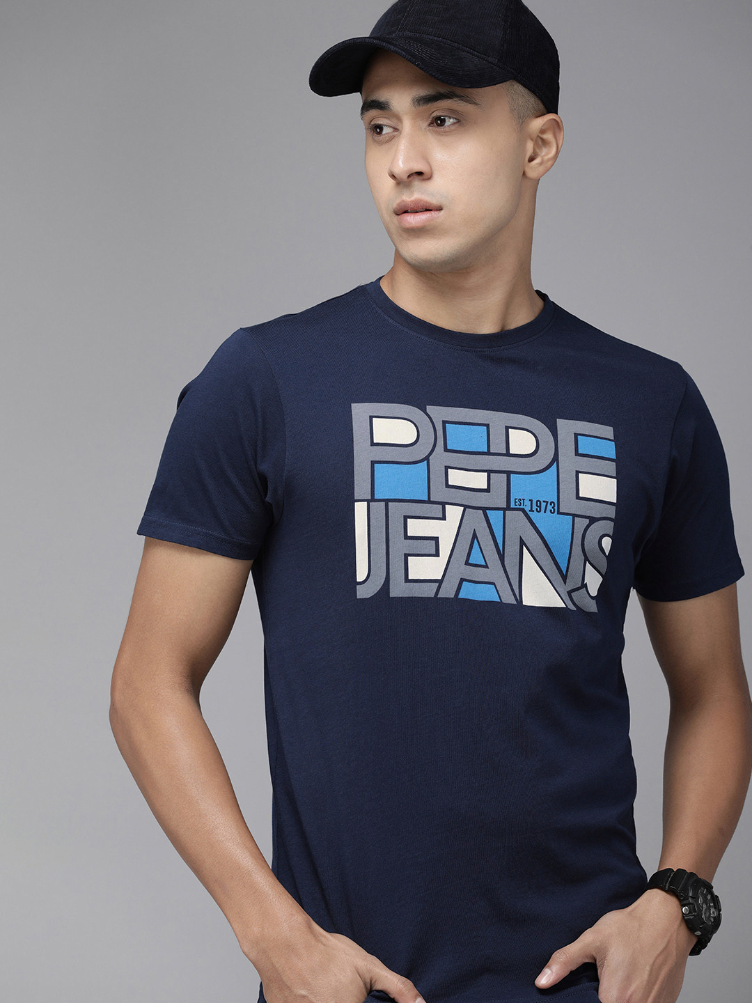Buy Pepe Jeans Men Pure Cotton Brand Logo Printed Slim Fit T Shirt ...