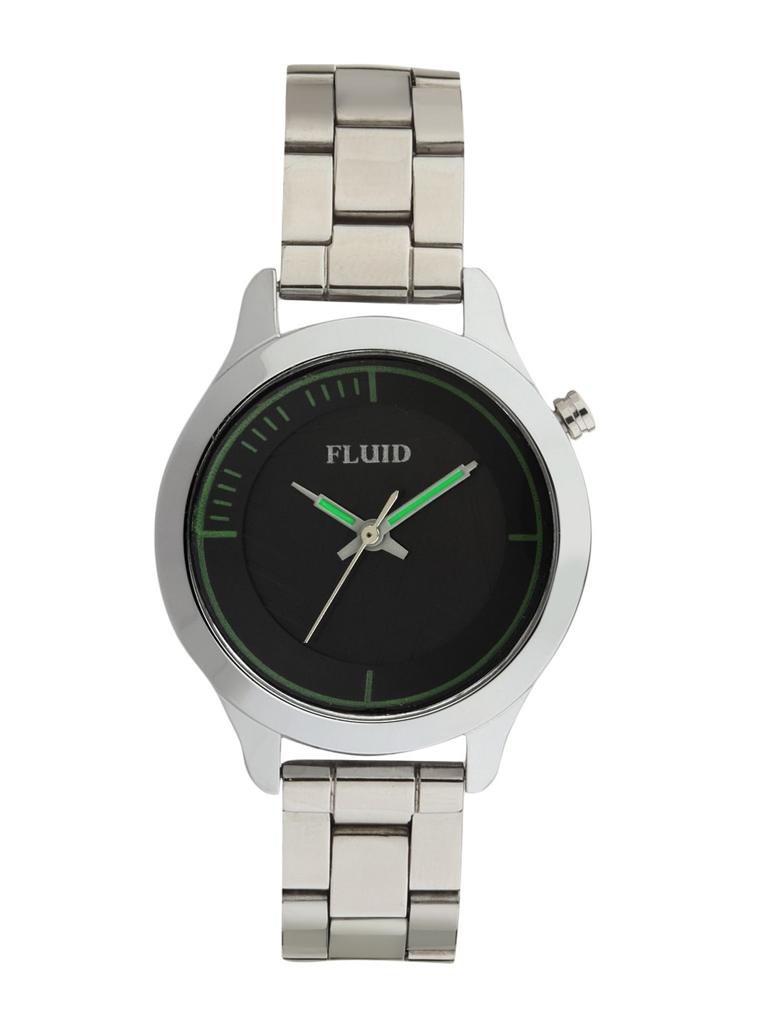 Buy FLUID Women Black Dial & Silver Toned Bracelet Style Straps ...
