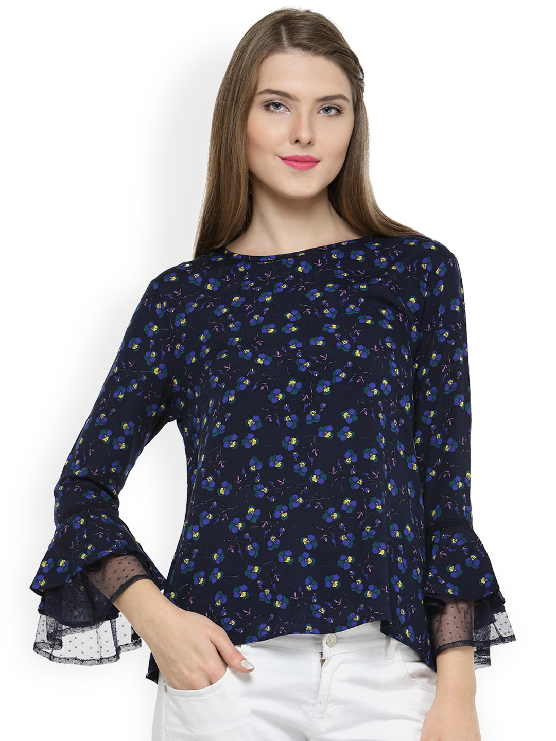 Buy Gipsy Women Navy Blue Printed Top - Tops for Women 2160375 | Myntra
