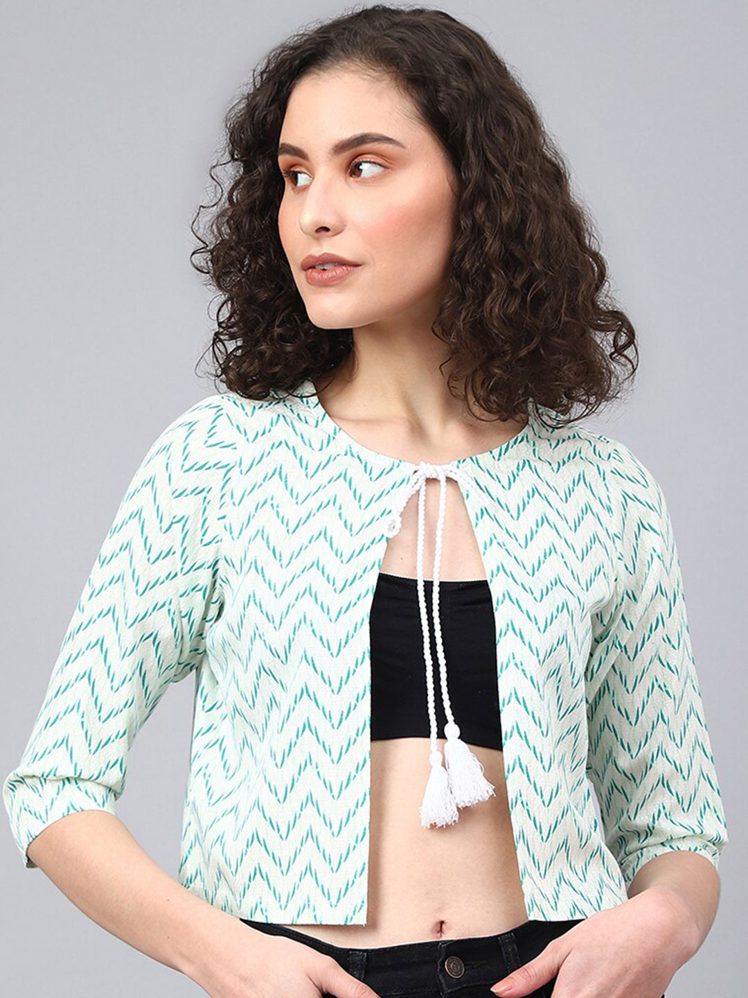 Buy DEEBACO Women Printed Cotton Crop Tie Up Shrug - Shrug for Women ...