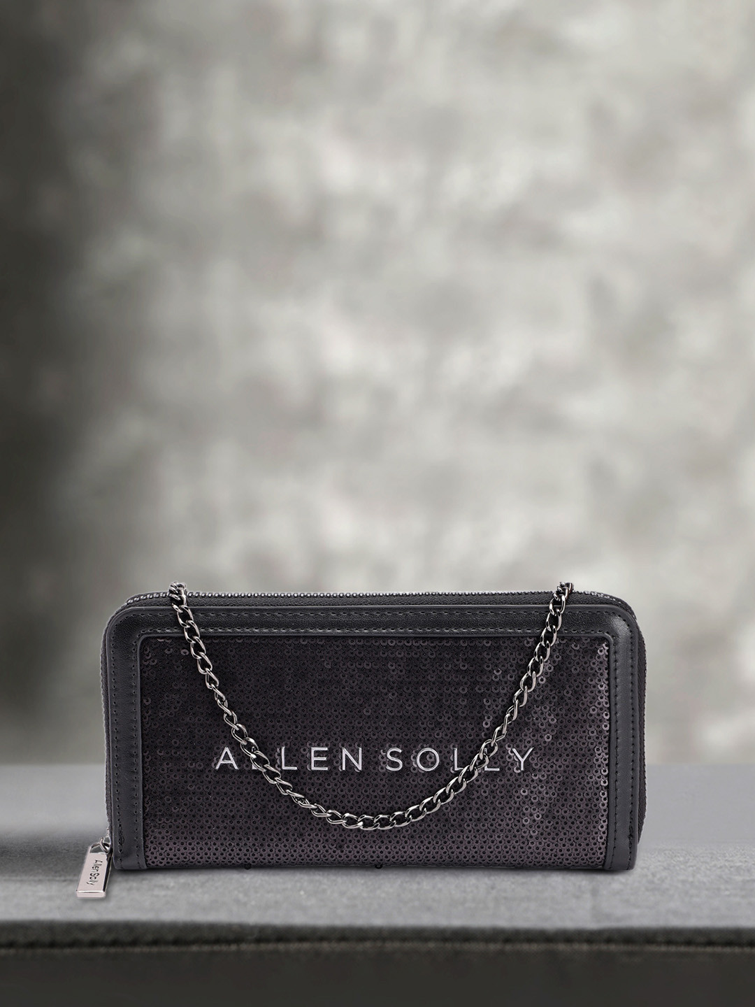 Buy Allen Solly Women Sequins Embellished PU Zip Around Wallet With ...