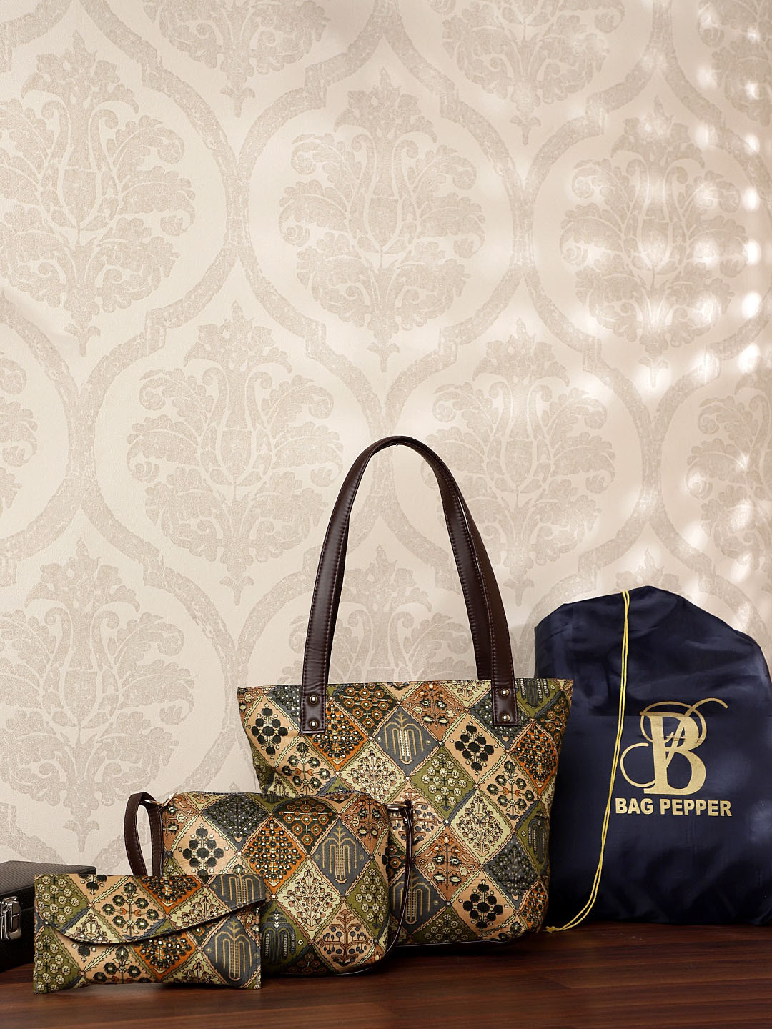 Buy Bag Pepper Ethnic Motifs Printed PU Structured Handheld Bag ...