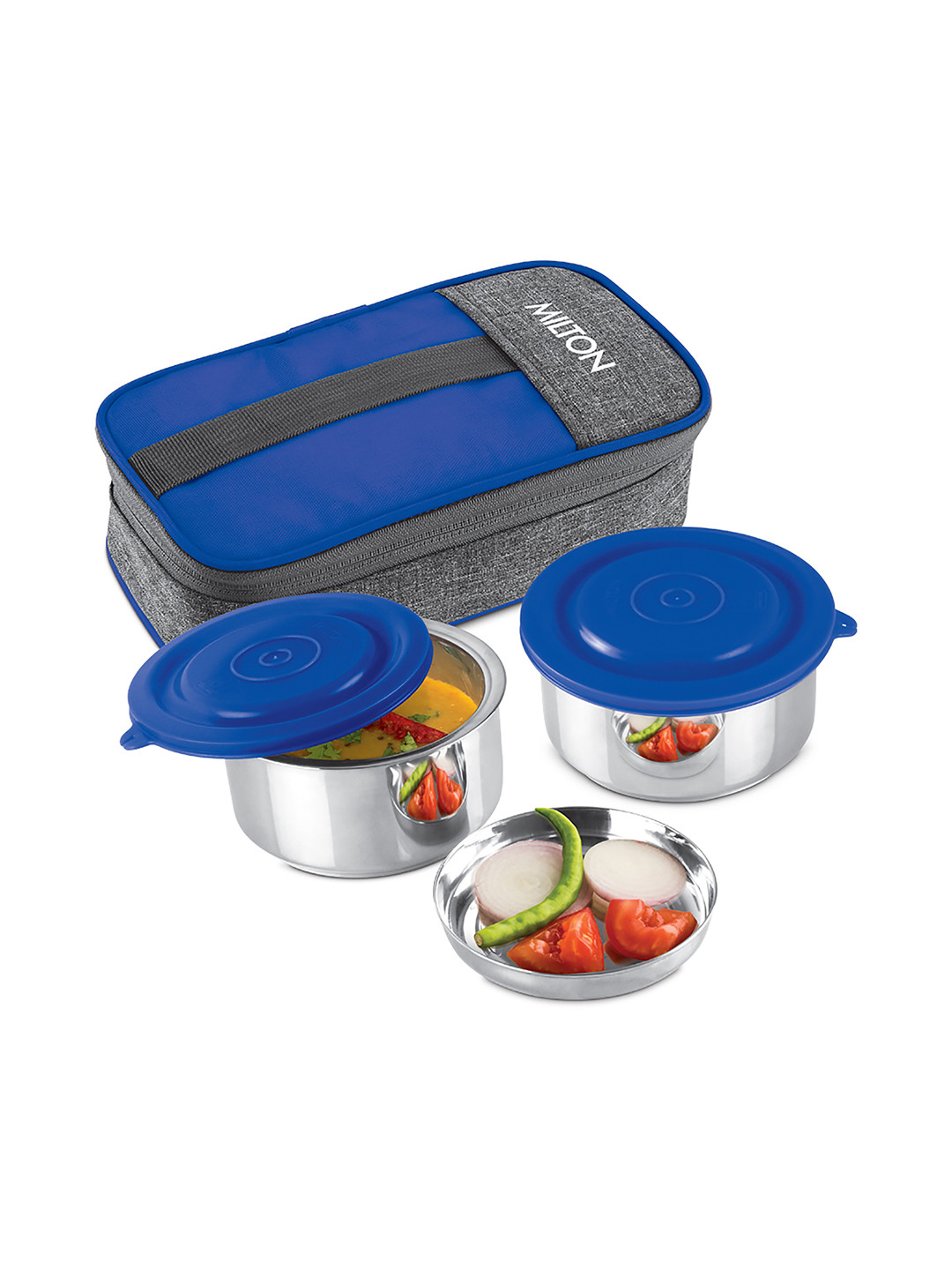 Buy Milton Pasto Set Of 2 Blue Lunch Box 350 Ml Each With Denim Jacket ...