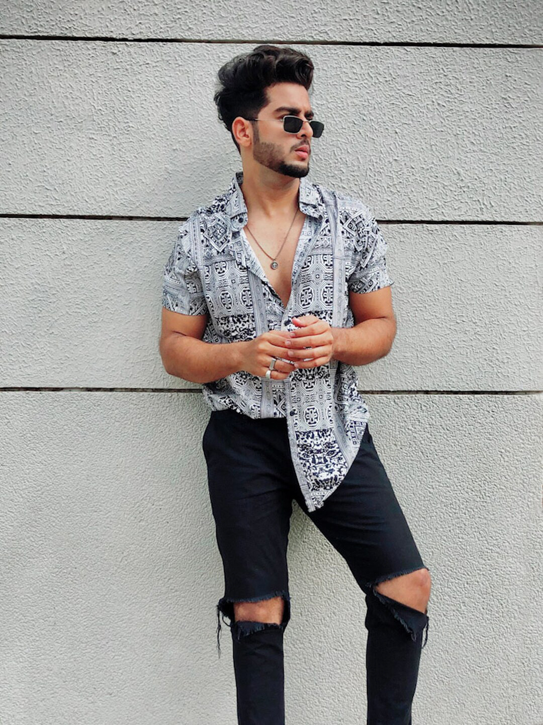 Buy Powerlook Men White Abstract Printed Casual Shirt - Shirts for Men ...