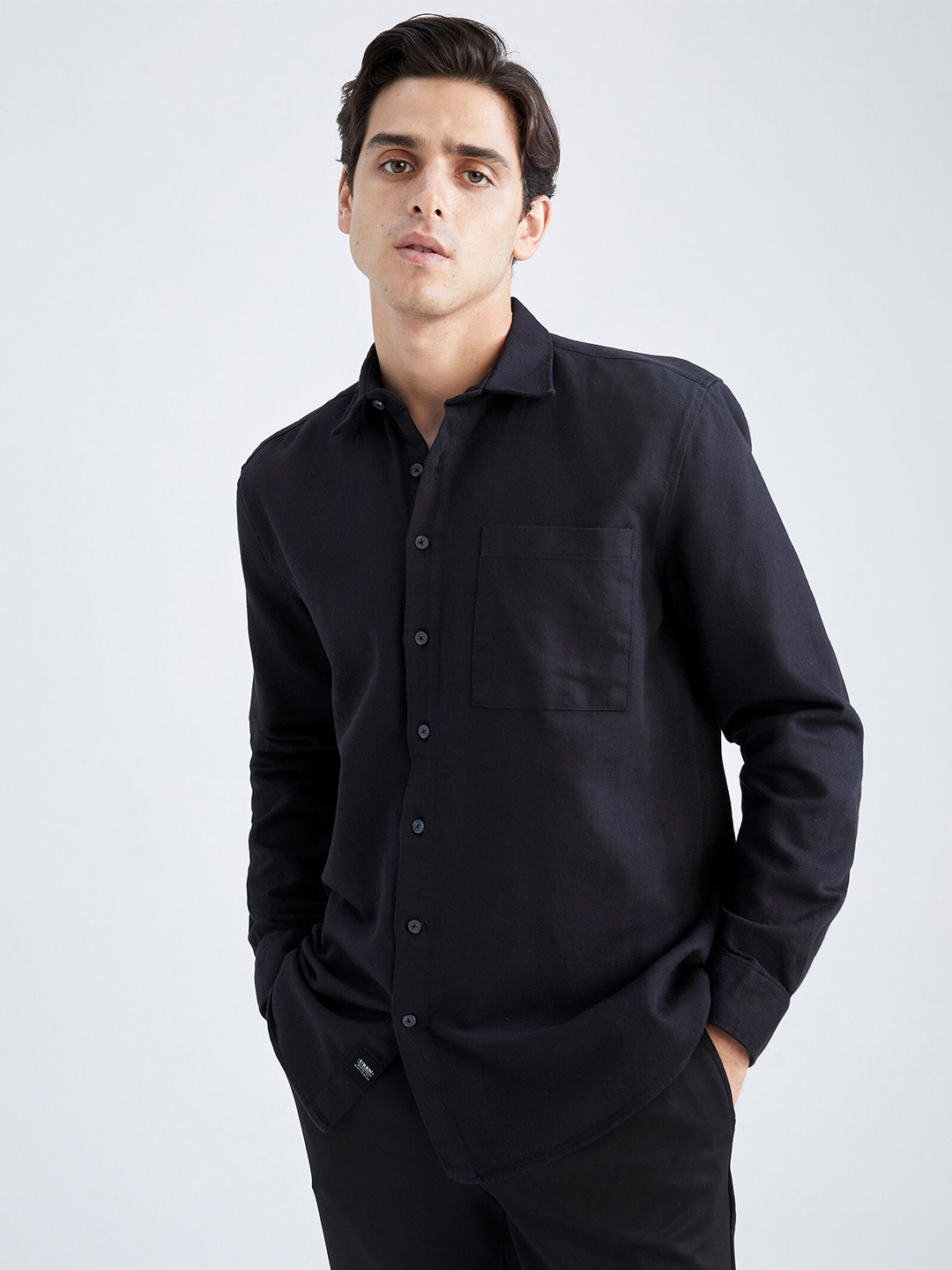 Buy DeFacto Men Solid Pure Cotton Long Sleeves Casual Shirt - Shirts ...