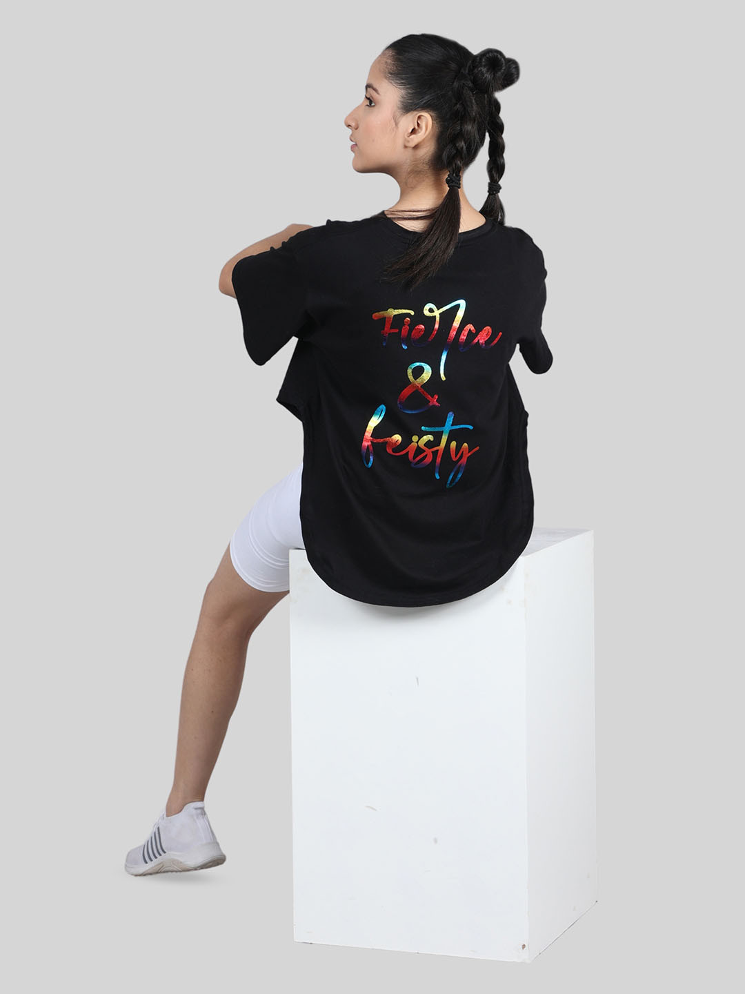 Buy DChica Girls Drop Shoulder Sleeves Oversize Fit Cotton T Shirt ...