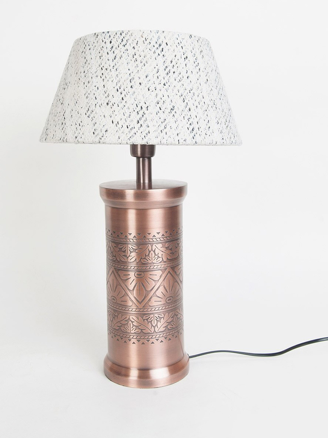 Buy Fabindia Dirgha Beige & Copper Toned Textured Lampshade - Table ...