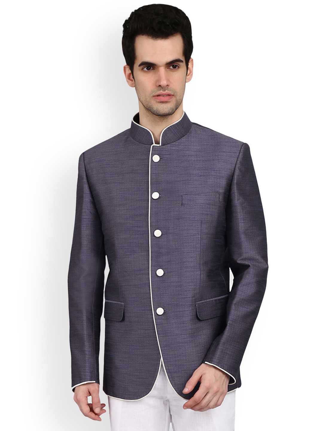 Buy Indian Attire Grey Regular Fit Ethnic Bandhgala Blazer - Blazers ...