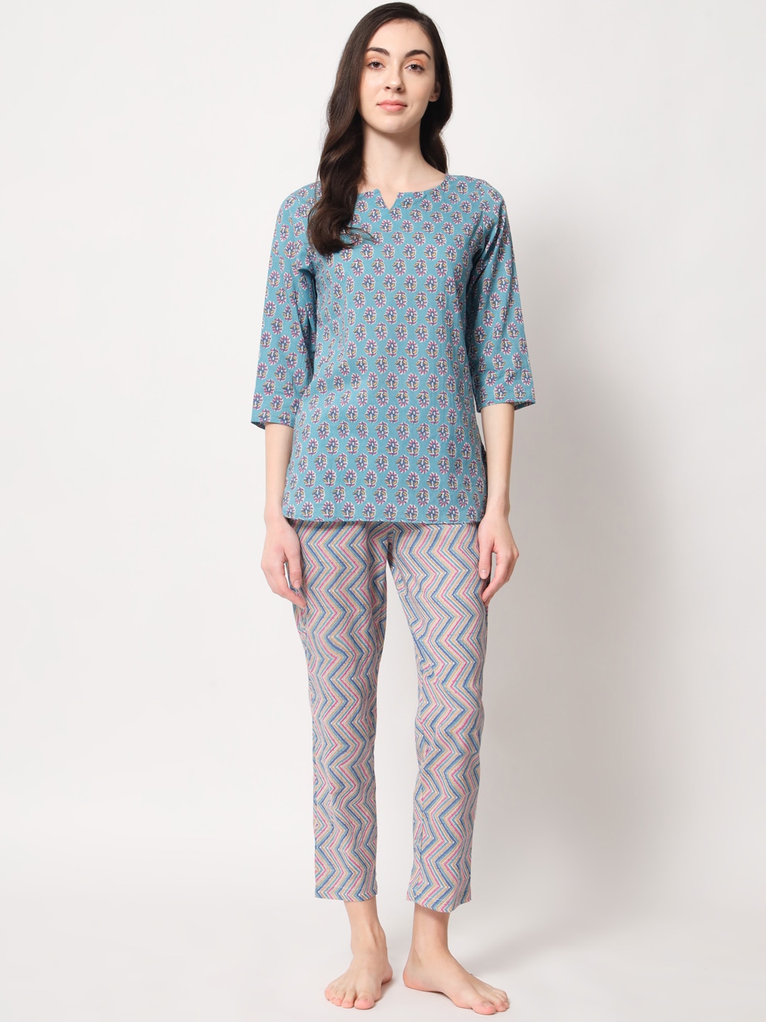 Buy Vastralay Women Pure Cotton Printed Night Suit - Night Suits for ...