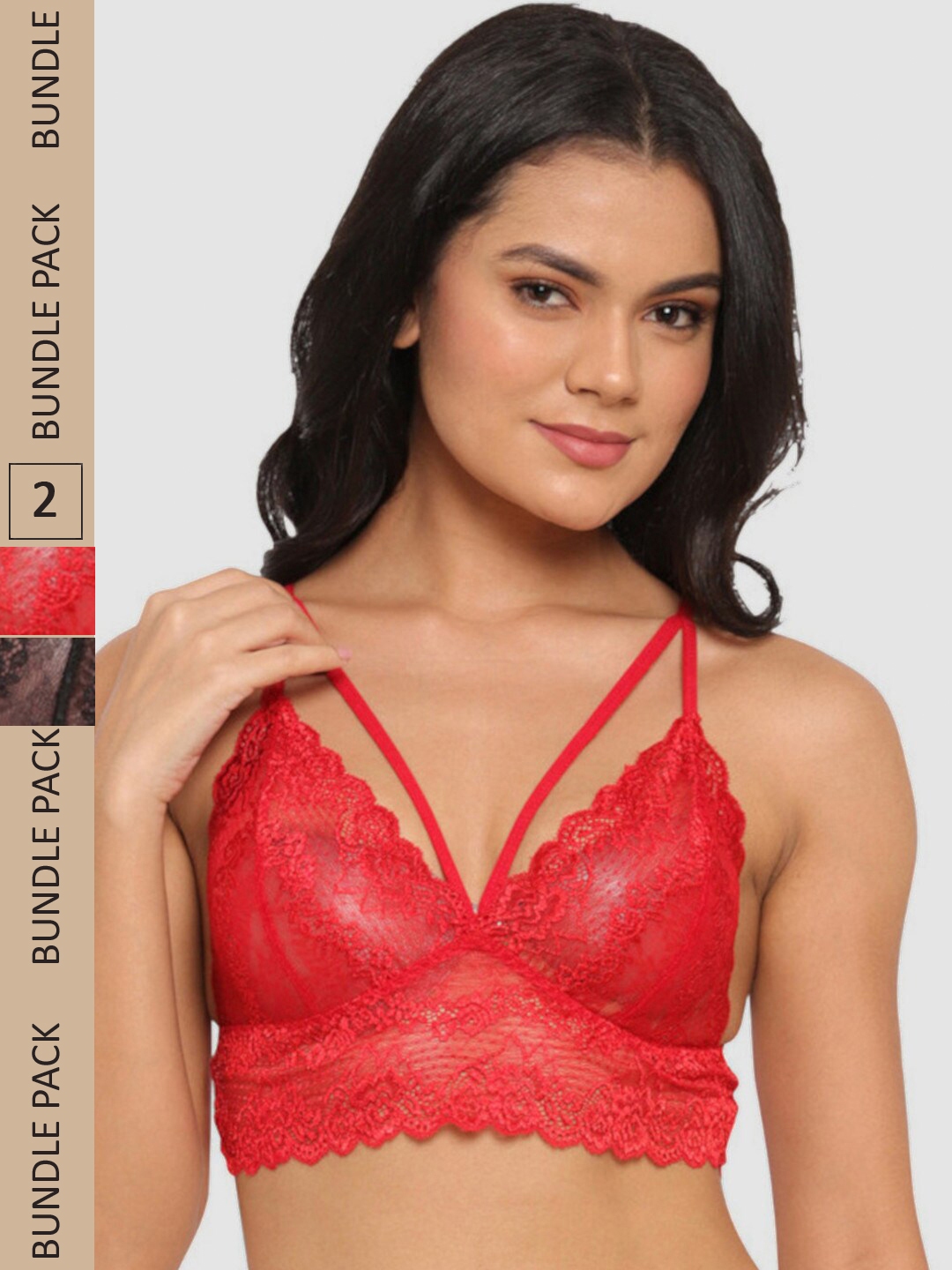 Buy N Gal Pack Of 2 Floral Non Padded Non Wired Anti Odour Bralette Bra