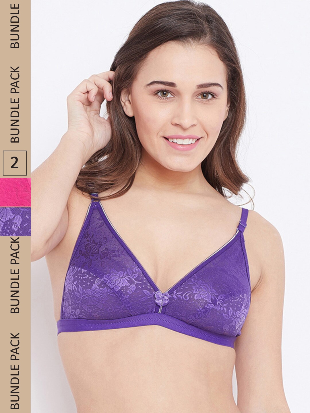 Buy N Gal Pack Of 2 Floral Anti Odour Bralette Bra Bra For Women