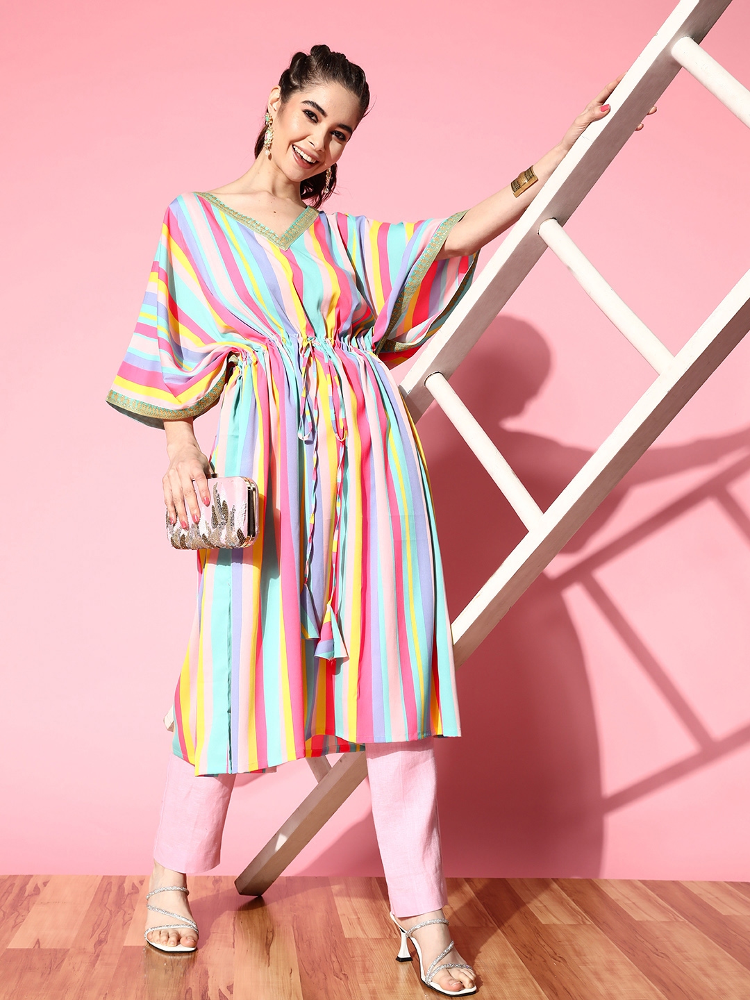 Buy Ahalyaa Women Striped Flared Sleeves Crepe Kaftan Kurta - Kurtas ... Buy Ahalyaa Women Striped Flared Sleeves Crepe Kaftan Kurta - Kurtas ...